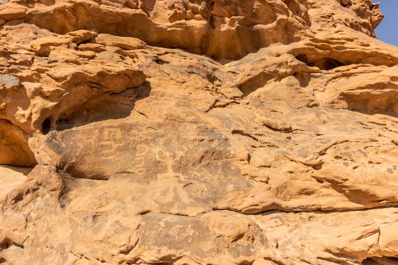 Rock Art (petroglyphs) in Jubbah, Saudi Arab Stock Image - Image of ...