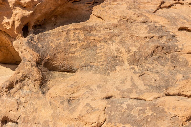 Rock Art (petroglyphs) in Jubbah, Saudi Arab Stock Photo - Image of ...