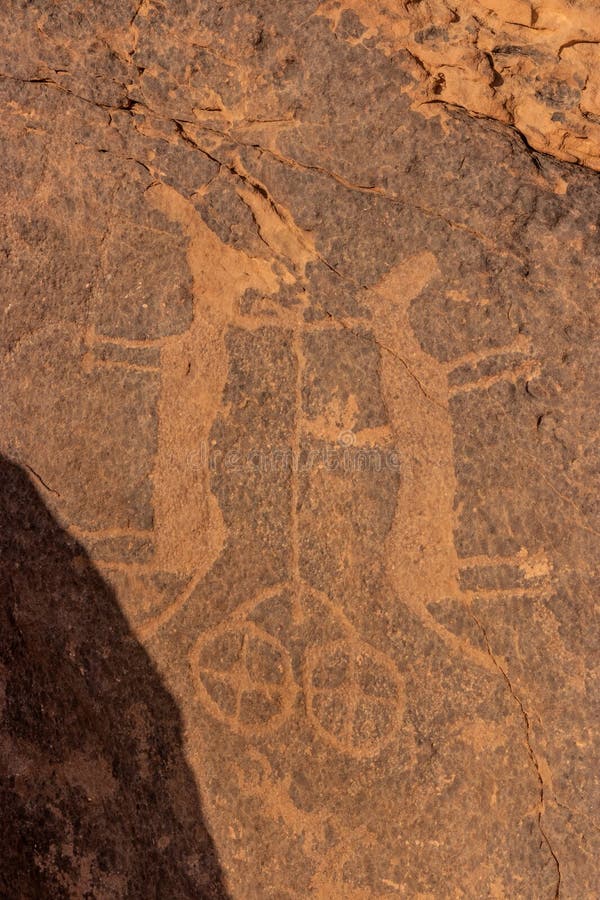 Rock Art (petroglyphs) in Jubbah, Saudi Arab Stock Photo - Image of ...