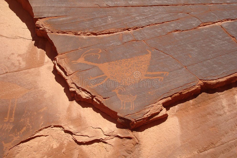 Prehistoric Rock Art – Utah Desert Petroglyphs Stock Photo - Image of ...