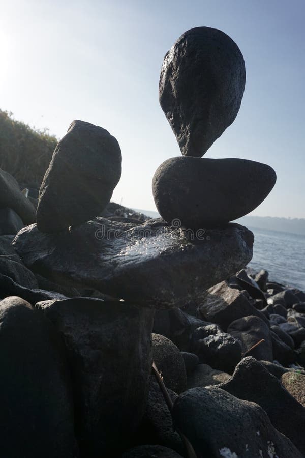 Rock Balance Art on the Beach Stock Photo - Image of balance, rock ...