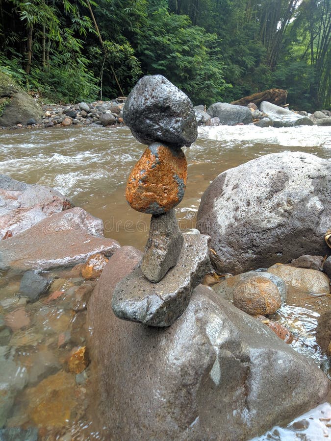 Rock balancing Art stock photo. Image of wall, sculpture - 206719666