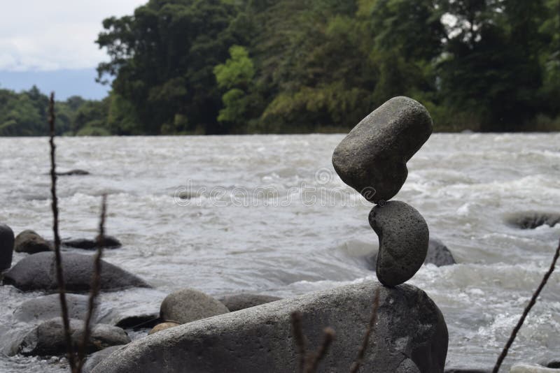 Rock Balancing Art Indonesia Stock Photo - Image of shore, wave: 259706986