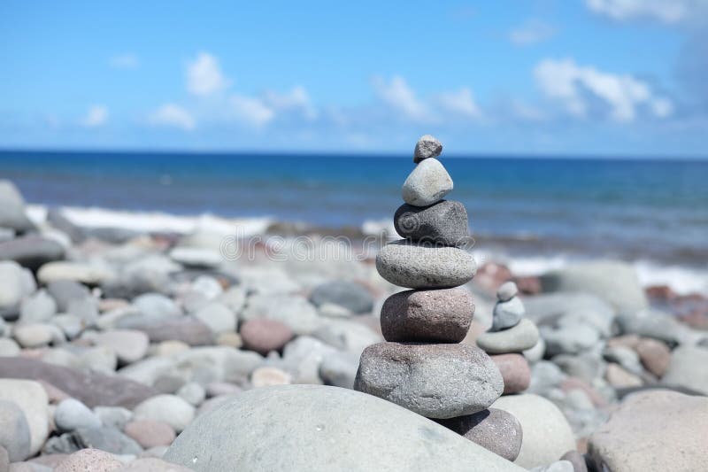 Simple Rock Balancing at the Beach. Stock Photo - Image of sunny ...