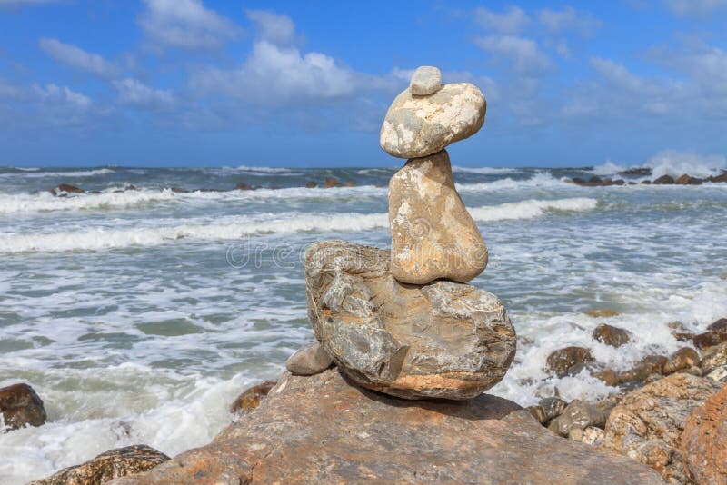 Rock Balancing on the Cliff Stock Photo - Image of mineral, discipline ...