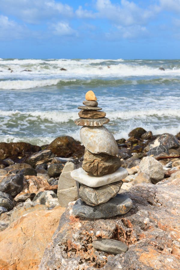 Rock Balancing on the Cliff Stock Image - Image of close, equilibrium ...