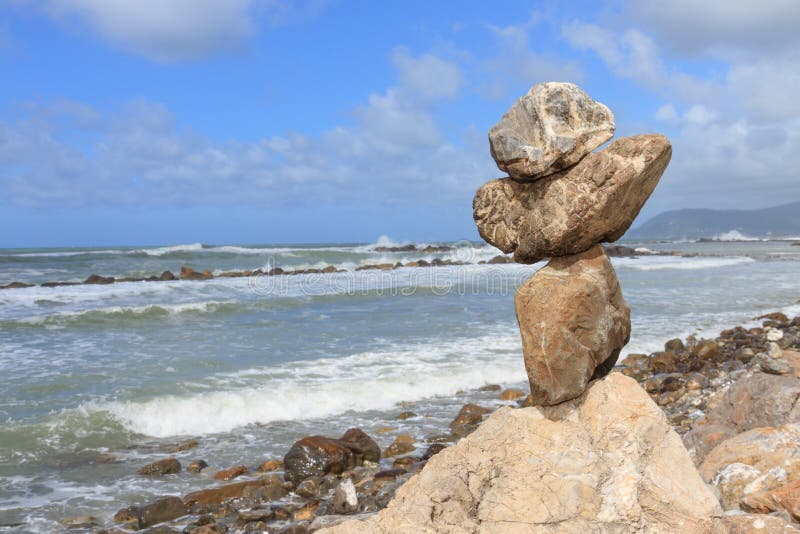 Rock Balancing on the Cliff Stock Photo - Image of wave, balance: 72292028
