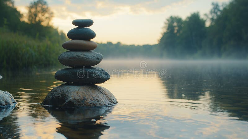 Rock Balancing on River, Stone Stacking, Balance and Wellness ...