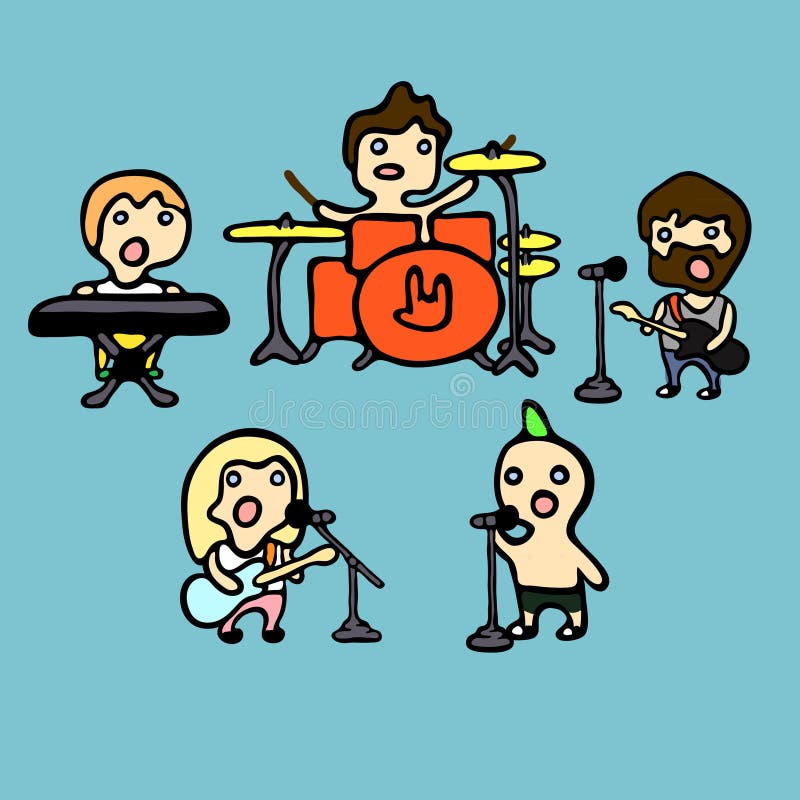 Cartoon rock band icon stock vector. Illustration of microphone - 17635755