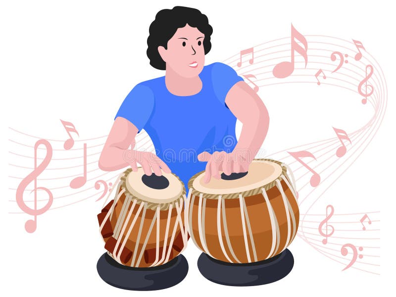 Boy playing Tabla stock vector. Illustration of percussion - 315452840