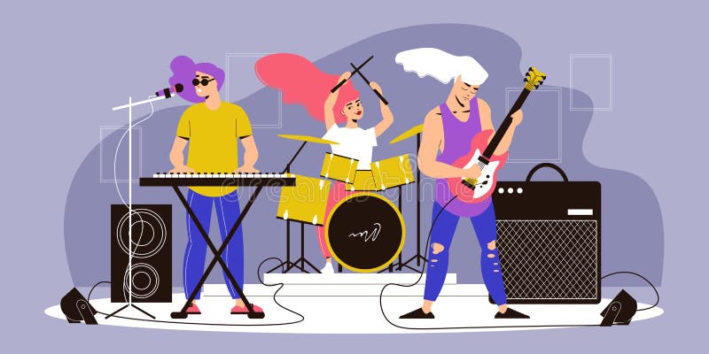 Rock Band Performance Composition Stock Vector - Illustration of ...