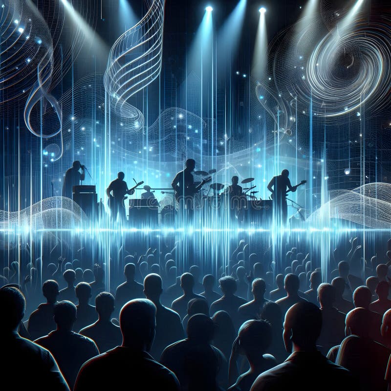 Rock Band Performing Live on Stage with Digital Visual Effects and ...