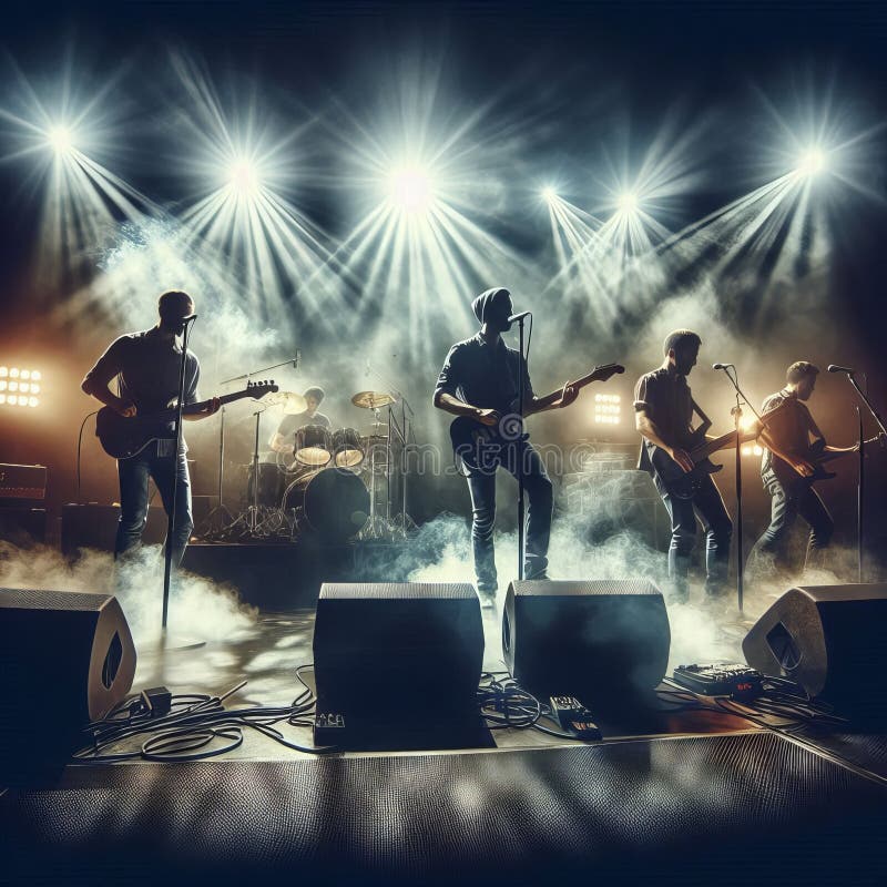 Rock Band Performing on Stage with Dynamic Lighting Stock Image - Image ...