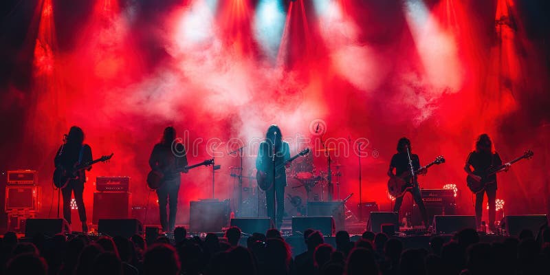 Rock Band Performing Stage Created Generative Artificial Intelligence ...
