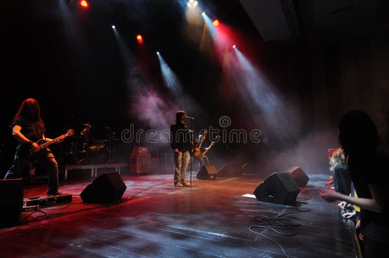 Rock band on stage editorial stock photo. Image of festival - 18079353