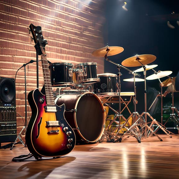 Rock Band Instruments, AI Generated Stock Illustration - Illustration ...