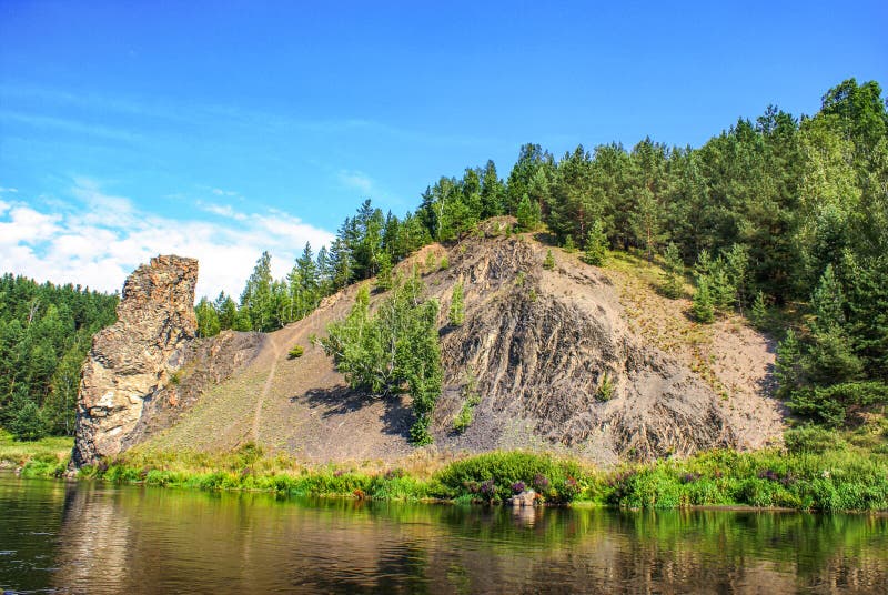 A rock on the Bank. stock photo. Image of shore, spring - 75044776