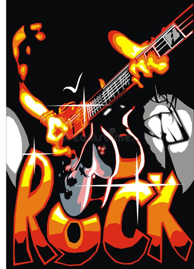 Rock Banner with Man and Guitar Stock Vector - Illustration of festival ...