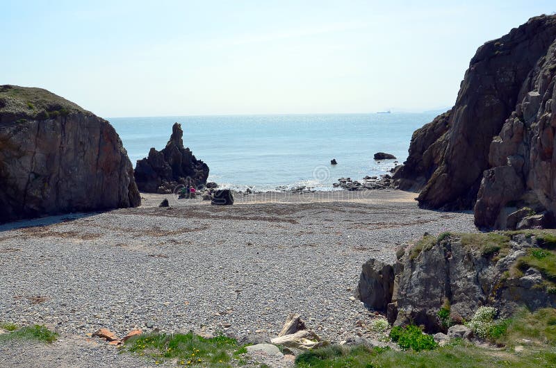 Rock Beach and Cliffs Shore of Ireland with Big Rocks Stock Photo ...
