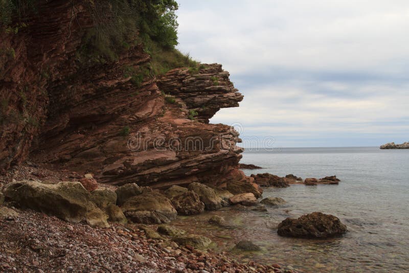 Rock on the Beaches of the Adriatic Sea, Montenegro Stock Image - Image ...