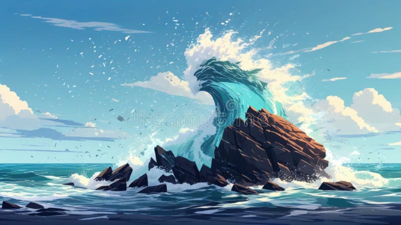 A Rock Being Hit by Waves but Remaining Steadfast and Unbreakable ...