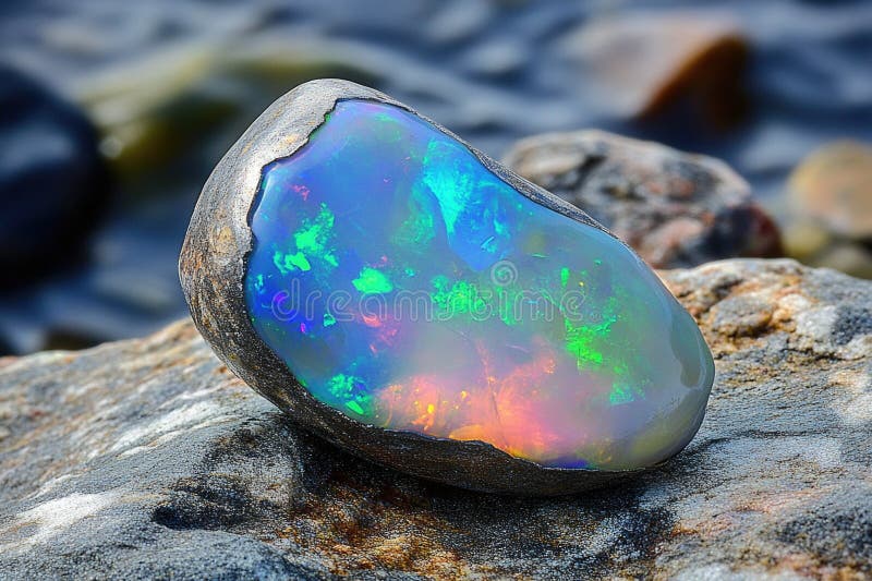 A Rock with a Black Opal Sits Atop, Offering a Glimpse into Geological ...