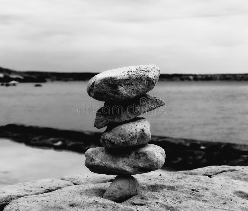 Rock Black and white tower stock photo. Image of wave - 181442004