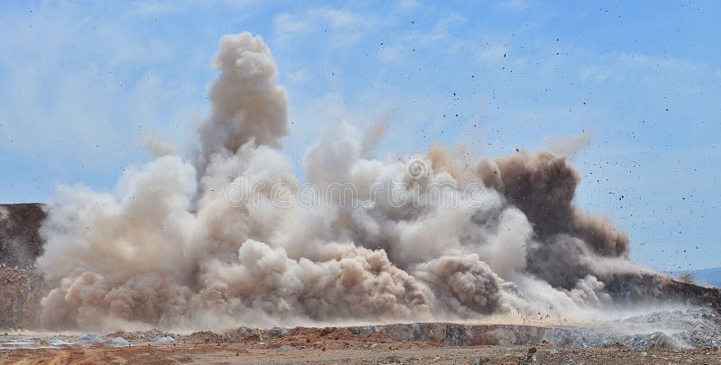 Quarry explosion stock image. Image of industry, stones - 15700011