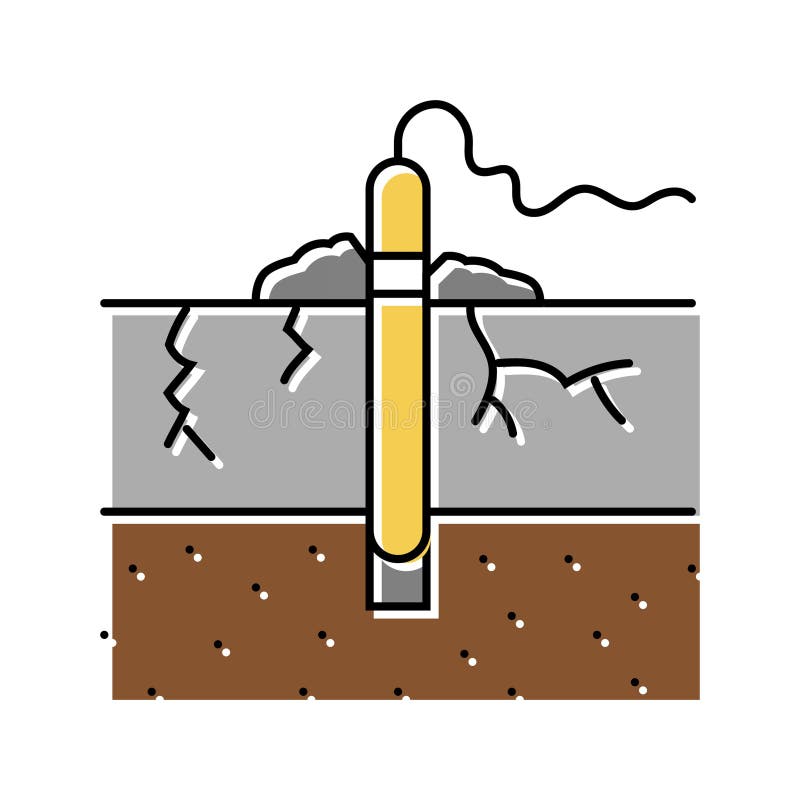 Rock Blasting Mining Color Icon Vector Illustration Stock Illustration ...