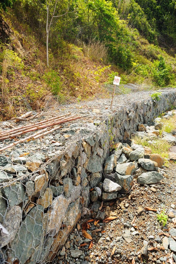 Rock Blocks Prevent Landslides. Stock Image - Image of grille, handmade ...