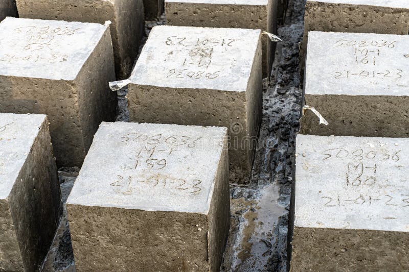 Rock Bolder. Four Square Cinder Blocks in a Row Stock Image - Image of ...
