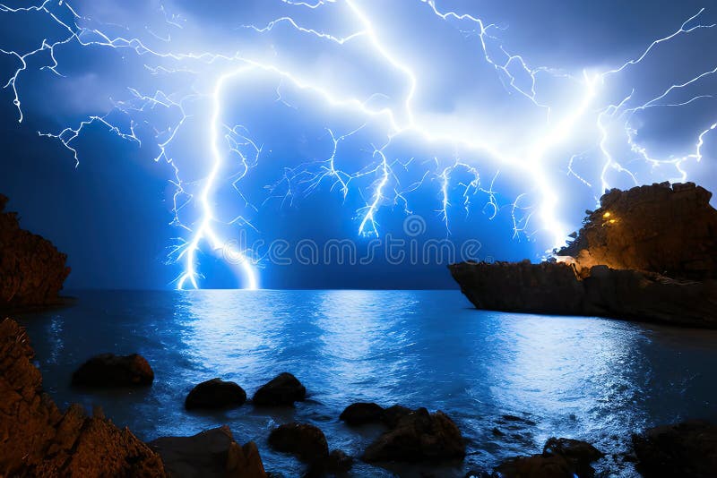 Ai Generated a Lightning Bolt Striking a Long Road in the Distance ...