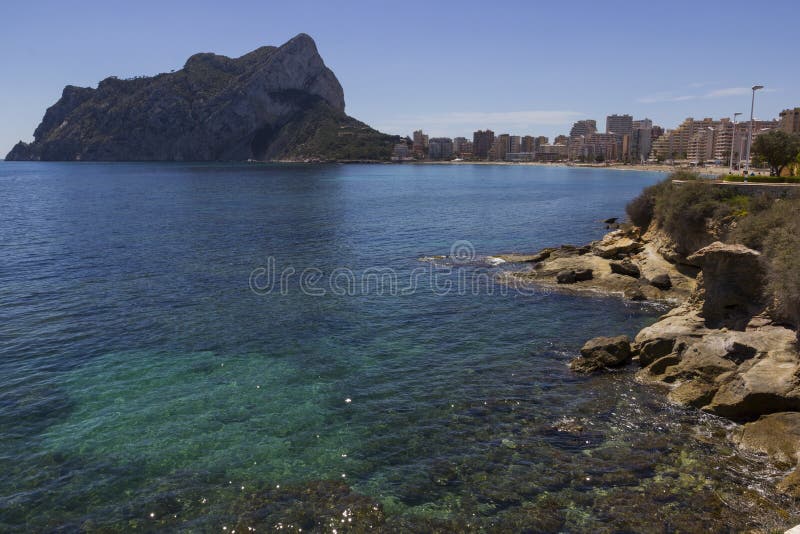 Rock of Calpe. stock photo. Image of rock, vacation, weather - 58979810