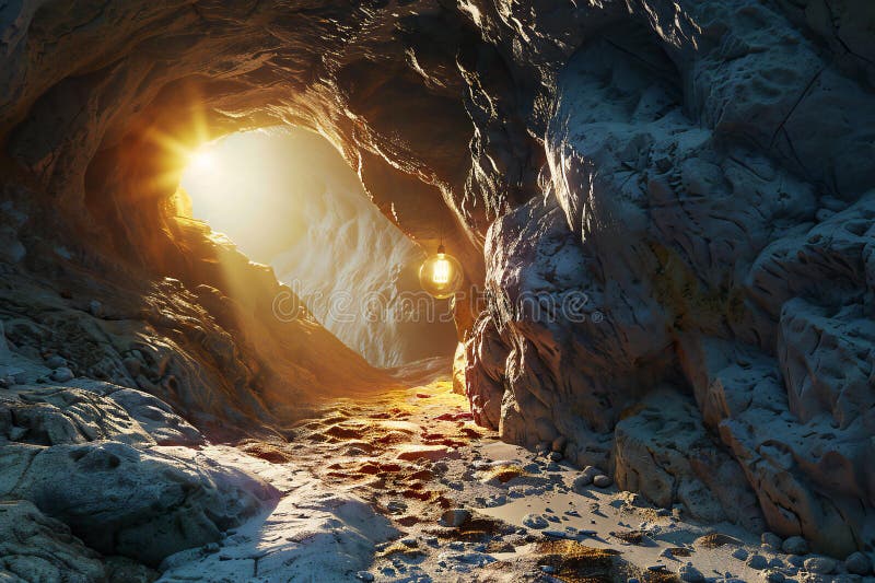A Rock Cave with Exit Path and Sun Light, High Quality, High Resolution ...