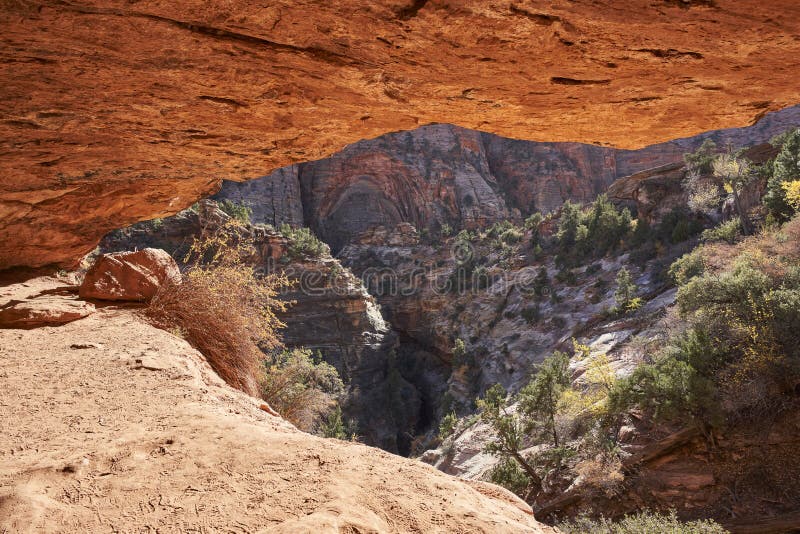 Rock Cave with Steep Drop-off Stock Image - Image of park, wilderness ...