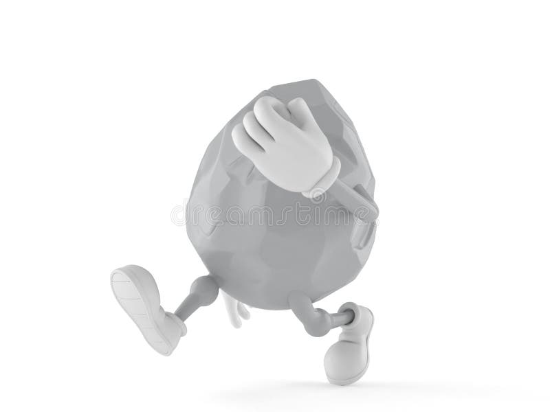 Rock Character Running on White Background Stock Illustration ...