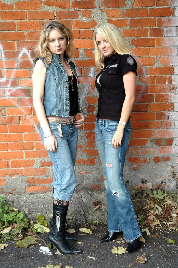 Rock chicks stock image. Image of eyes, denim, model, hair - 341091