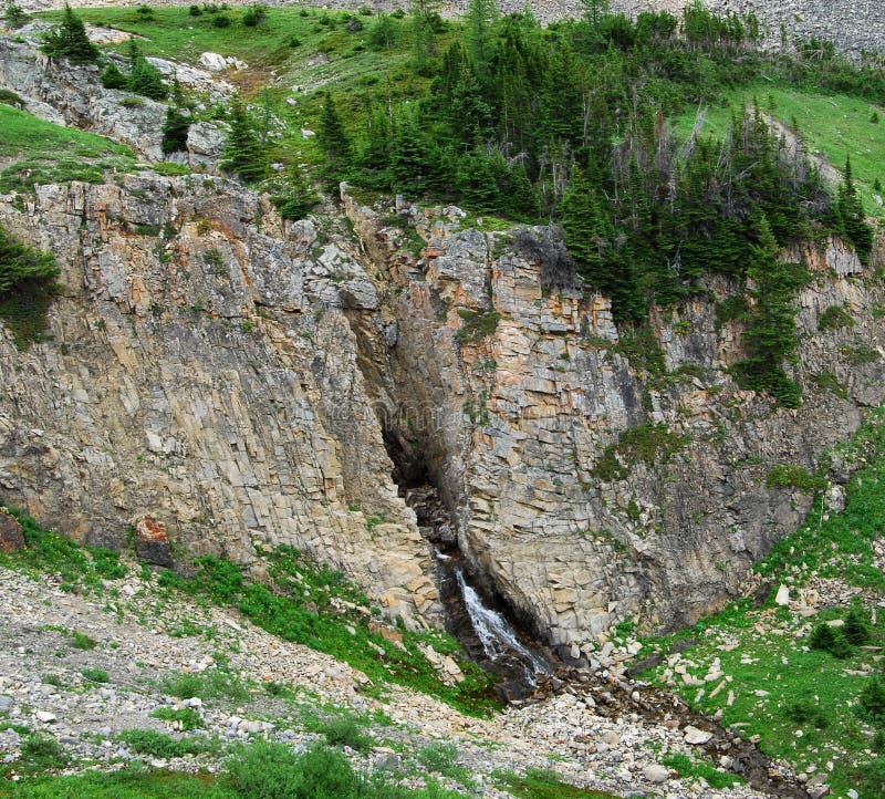 Rock Cliff and Mountain Creek Stock Image - Image of kananaskis, canyon ...