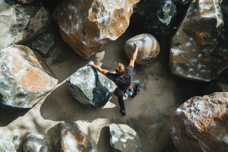 Rock Climber Ascending a Boulder Wall Stock Illustration - Illustration ...