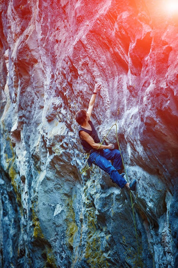 Rock Climber Climbing Up a Cliff Stock Image - Image of danger, hiking ...