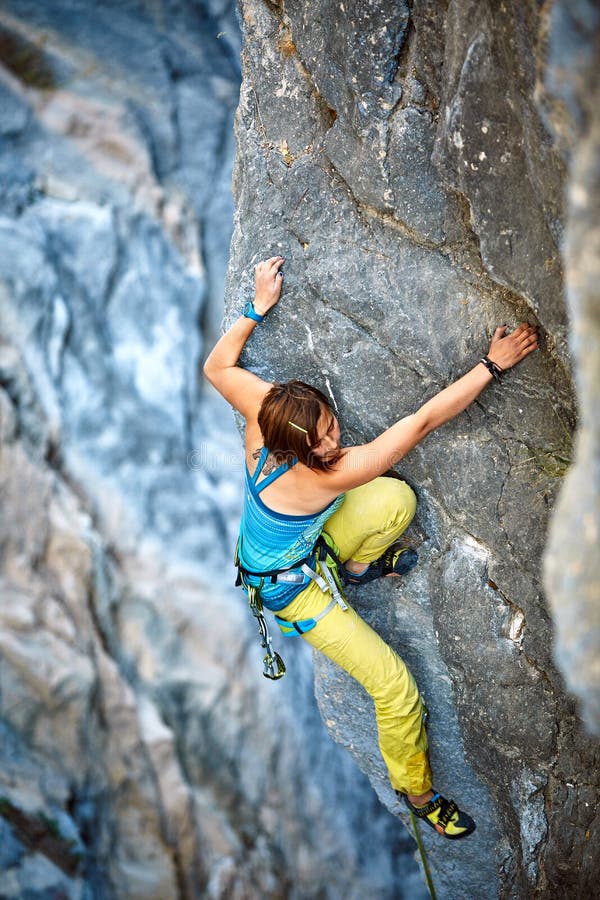 Rock Climber Climbing Up a Cliff Stock Image - Image of overhanging ...