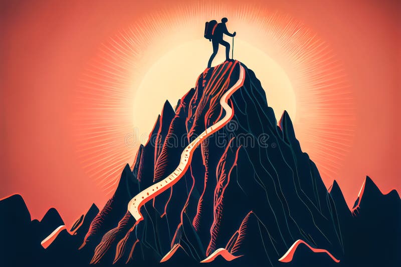 Rock Climber Conquers the Summit Illustration. Generative AI Stock ...
