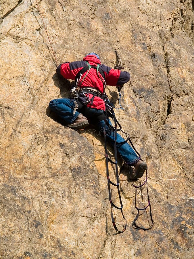Rock climber at ladder stock image. Image of helmet, extremal - 4004283
