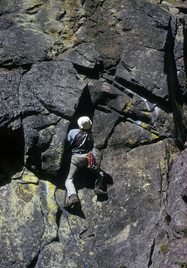 Rock Climber on Overhanging Face Stock Image - Image of belay, sheer ...