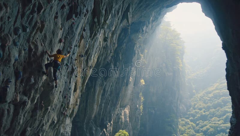 Cave in the Rays of Multicolored Illumination Stock Photo - Image of ...