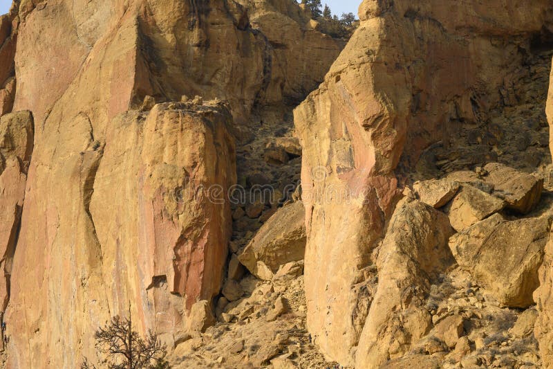 Rock Climbers Climb a Large Rock, Filmed from the Back Stock Photo ...