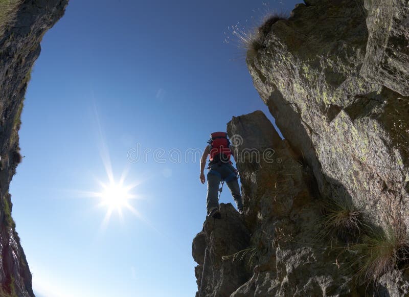 Rock-climbing stock photo. Image of mountain, backlight - 1436250