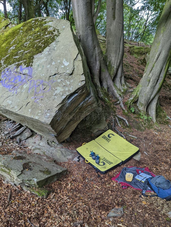 Rock with Climbing Boulder Set Up Editorial Stock Photo - Image of ...