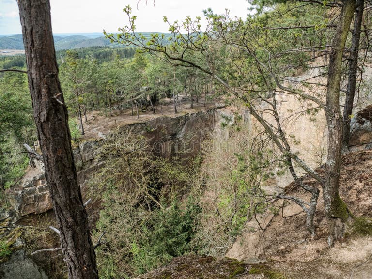 Rock Climbing Cliff in Old Granite Mine Stock Image - Image of view ...