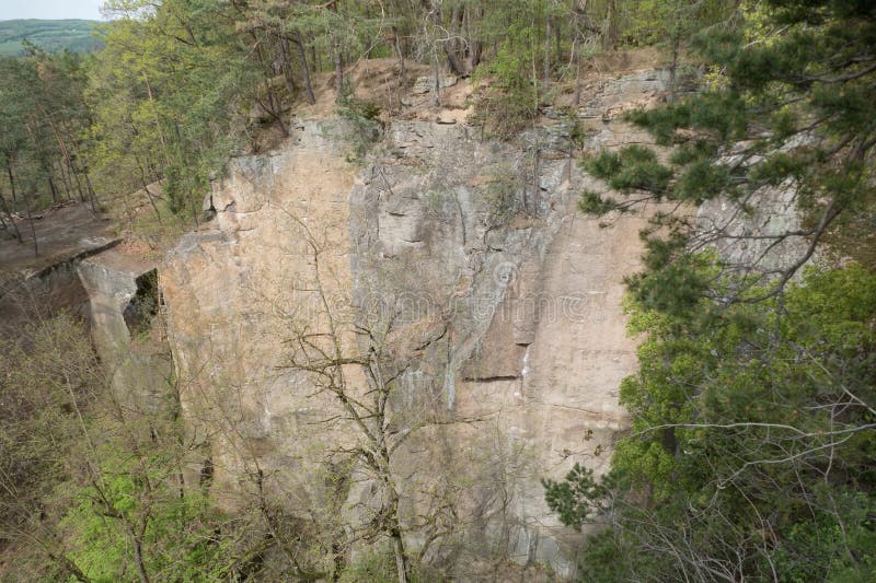 Rock Climbing Cliff in Old Granite Mine Stock Image - Image of ...